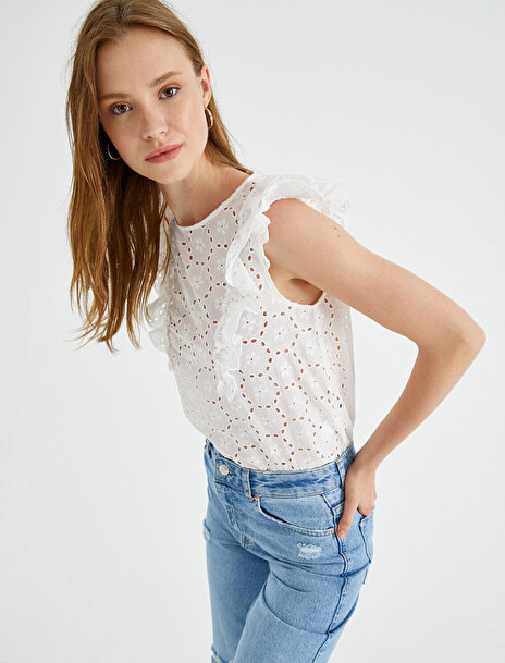 Koton Kadın Dantel Bluz Fırfırlı