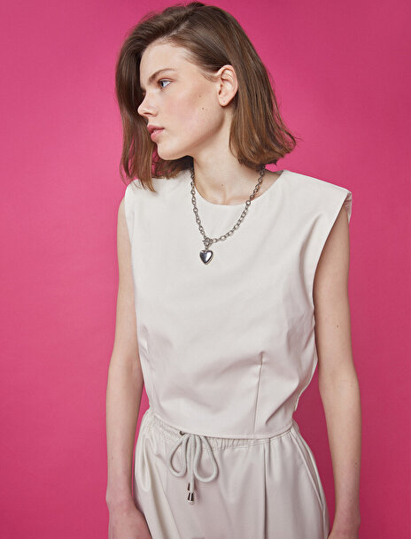 Koton Kadın Deri Bluz Vatkalı Bisiklet Yaka