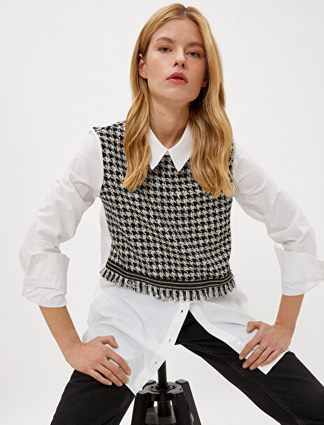 Koton Kadın Poplin Gömlek Kumaş Detayli Oversize