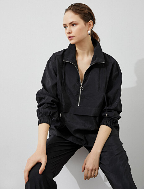 Koton Kadın Gömlek Yaka Uzun Kollu Fermuarlı Bluz