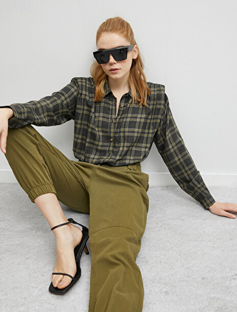 Koton Kadın Vatkalı Ekose Gömlek