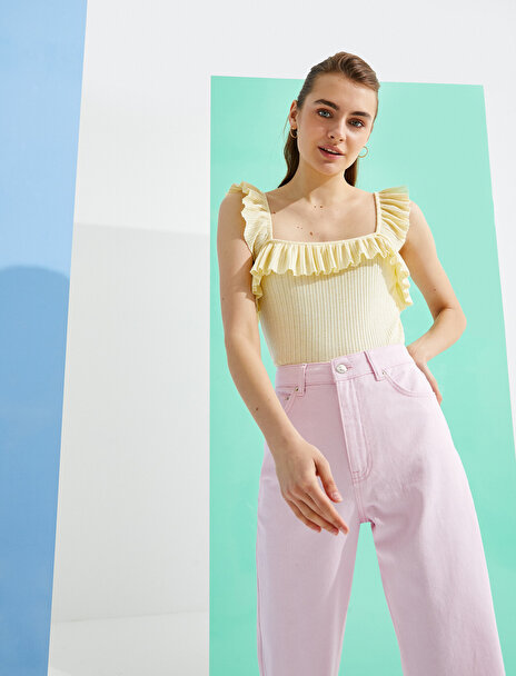 Koton Kadın Fırfırlı Atlet Pamuklu Koton Kadın Fırfırlı Atlet Pamuklu