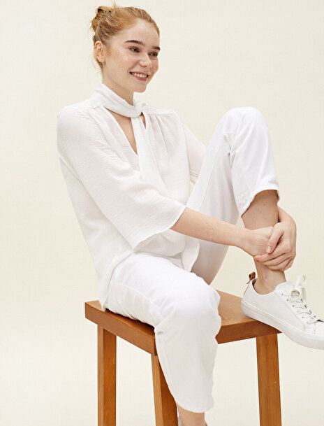 Koton Kadın Fular Yaka Uzun Kollu Bluz