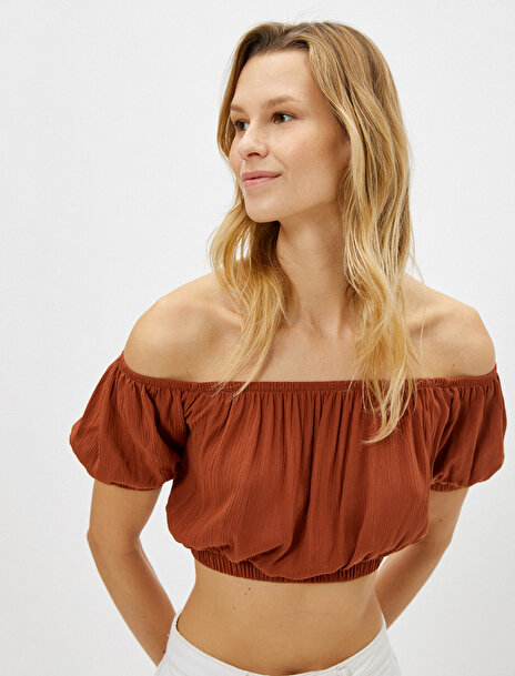 Koton Kadın Crop Bluz Omuz Açık