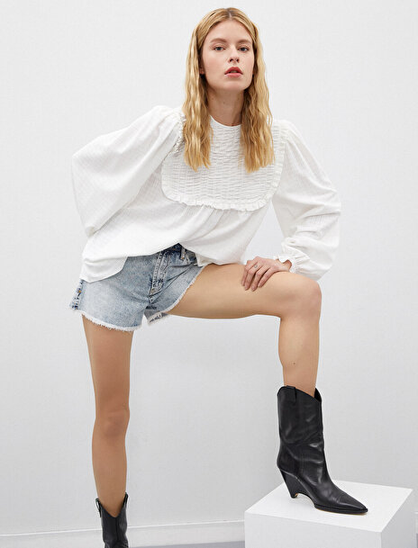 Koton Kadın Fırfırlı Tunik Yaka Detaylı