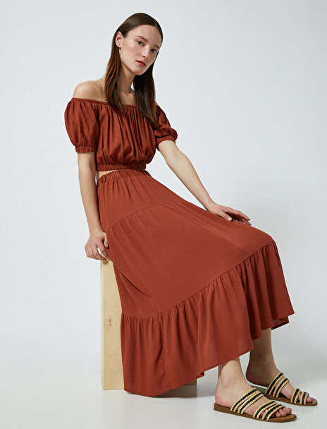 Koton Kadın Uzun Etek Beli Lastikli