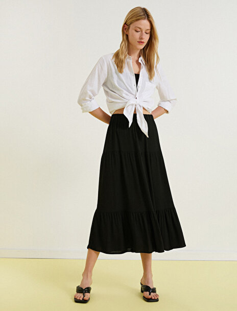 Koton Kadın Uzun Etek Beli Lastikli