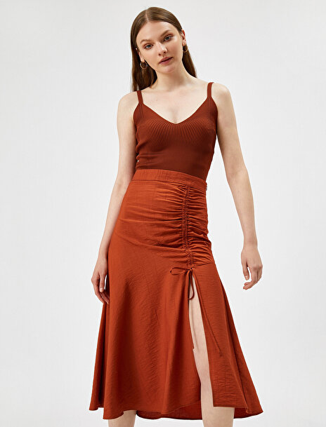 Koton Kadın Yırtmaçlı Etek Büzgülü