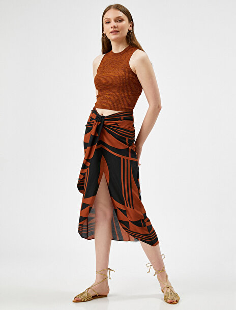 Koton Kadın Yirtmaçli Etek Desenli