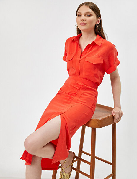 Koton Kadın Yirtmaçli Etek Midi Boy