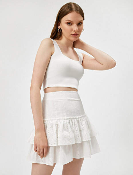 Koton Kadın Pamuklu  Dantel Etek