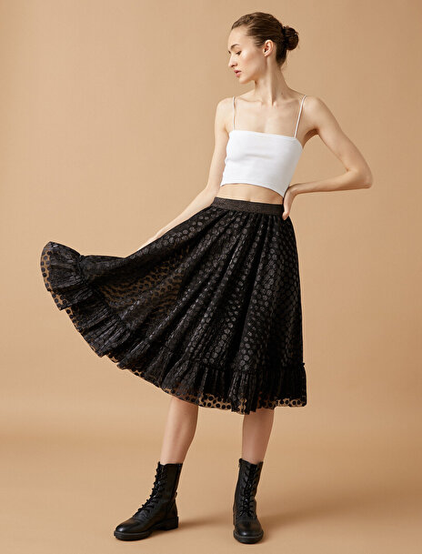 Koton Kadın Puantiyeli Metalik Etek