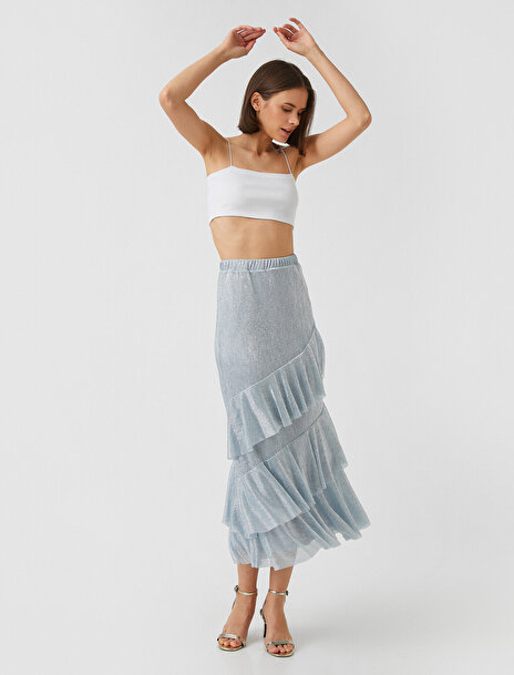 Koton Kadın Volanlı Metalik Etek