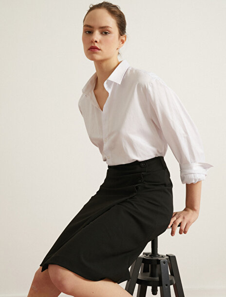 Koton Kadın Wrap Etek Düğmeli Midi Koton Kadın Wrap Etek Düğmeli Midi