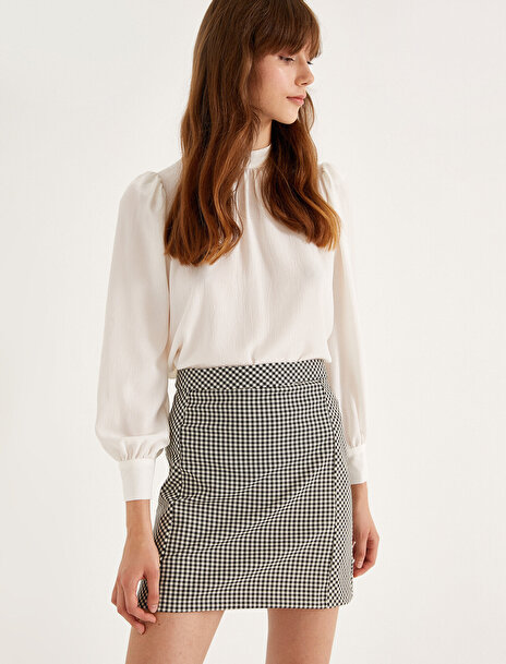 Koton Kadın Kareli Mini Etek