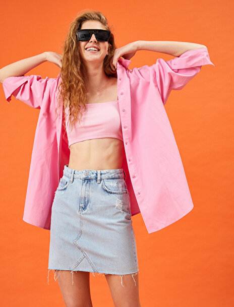 Koton Ole Genç Kız Cepli Mini Kot Etek