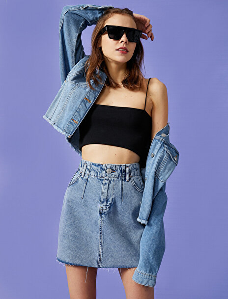 Koton Ole Genç Kız Cepli Mini Kot Etek