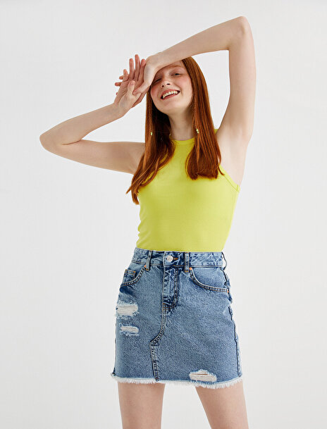 Koton Ole Genç Kız Cepli Mini Kot Etek