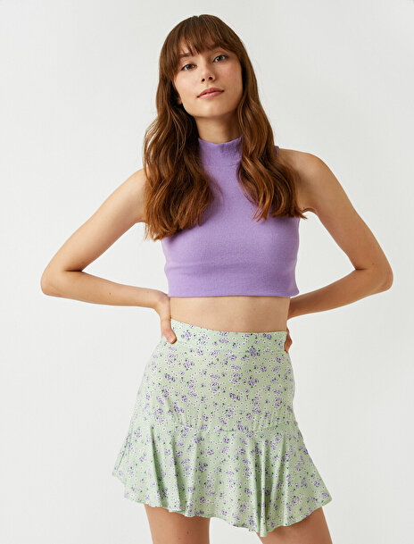 Koton Kadın Çiçek Desenli Etek Mini Dökümlü