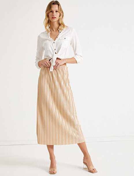 Koton Kadın Pileli Etek Midi Boy