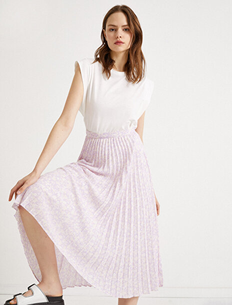 Koton Kadın Çiçekli Etek Pileli Midi