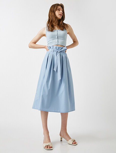 Koton Kadın Midi Etek Kuşaklı Pamuklu Koton Kadın Midi Etek Kuşaklı Pamuklu