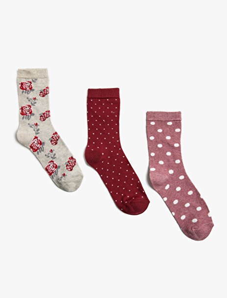 Koton Kadın Kadın Puantiyeli Desenli Pamuklu Çorap Seti 3'lü