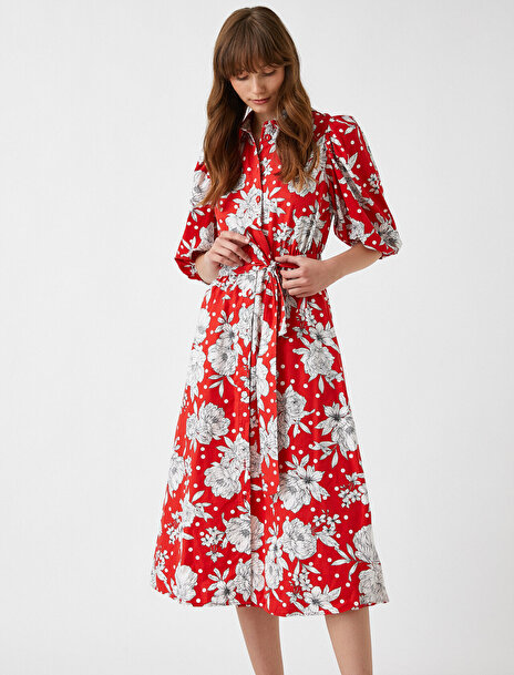 Koton Kadın Çiçekli Yazlık Elbise Kusakli Pamuklu