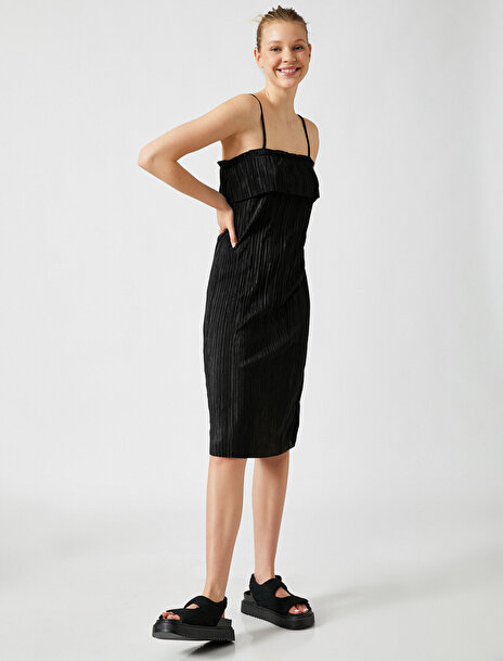 Koton Kadın Askılı Elbise Pileli