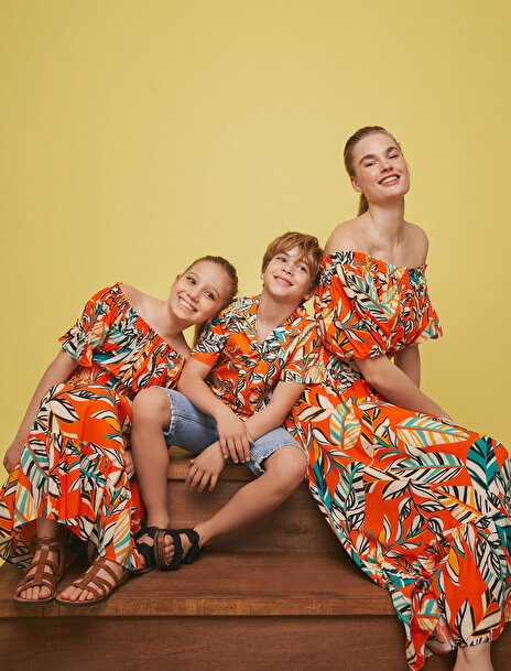 Koton Kadın Baskılı Elbise Omuz Açık