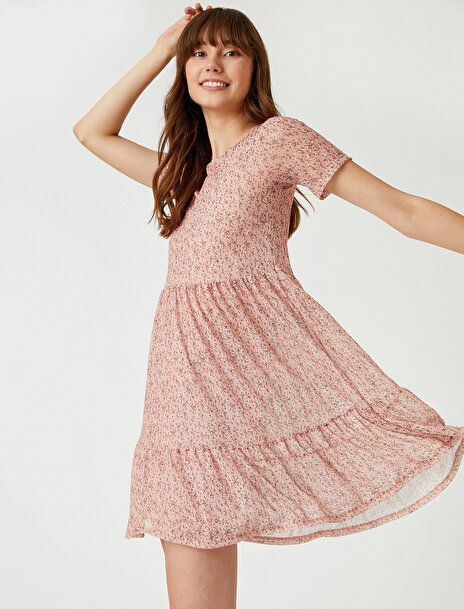 Koton Kadın Kısa Kollu Elbise Mini Fırfırlı