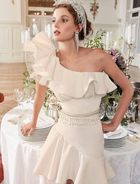 Koton Kadın Firfirli Elbise Tek Omuz