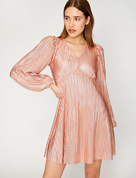 Koton Kadın Metalik Elbise Uzun Kollu