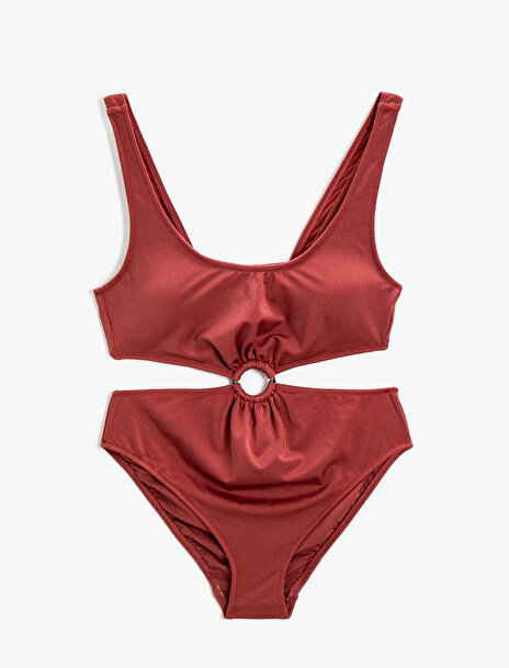 Koton Kadın Halka Detaylı Kare Yaka Mayokini