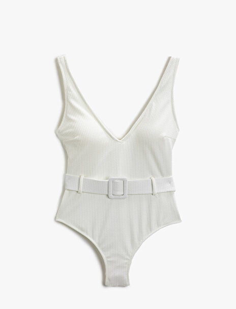 Koton Kadın V Kesim Mayo Kemer Detaylı