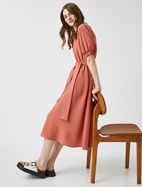 Koton Kadın Kısa Kollu Elbise Kuşaklı