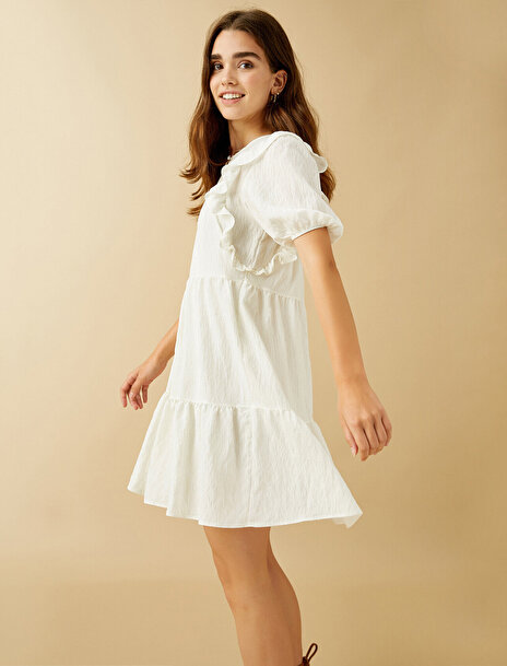 Koton Kadın Fırfırlı Elbise Mini Kısa Kollu