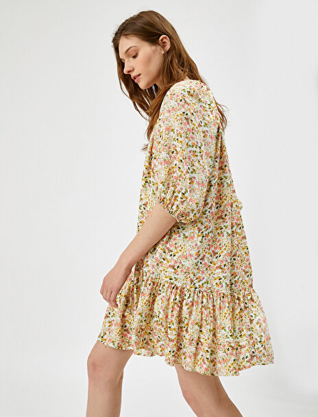 Koton Kadın Çiçekli Yazlık Elbise 3/4 Kol