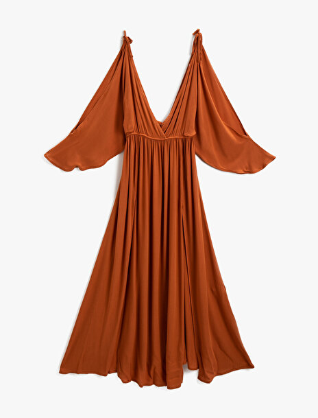 Koton Kadın V Yaka Elbise Yarasa Kollu