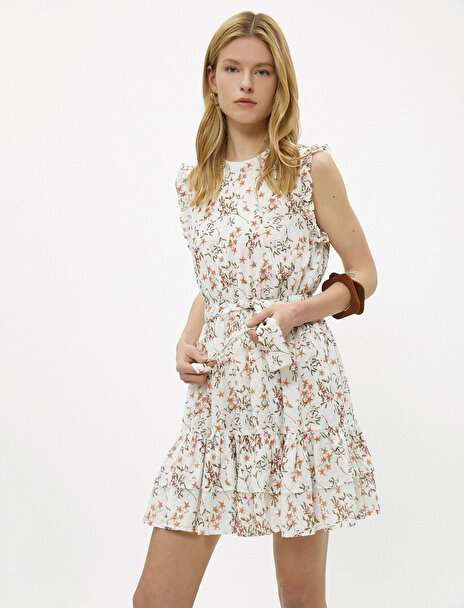 Koton Kadın Çiçekli Yazlık Elbise Firfirli Kusakli