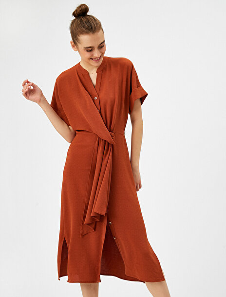 Koton Kadın Kısa Kolllu Elbise Hakim Yaka Düğmeli