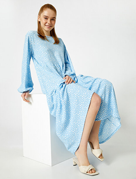 Koton Kadın Uzun Elbise Desenli Uzun Kollu