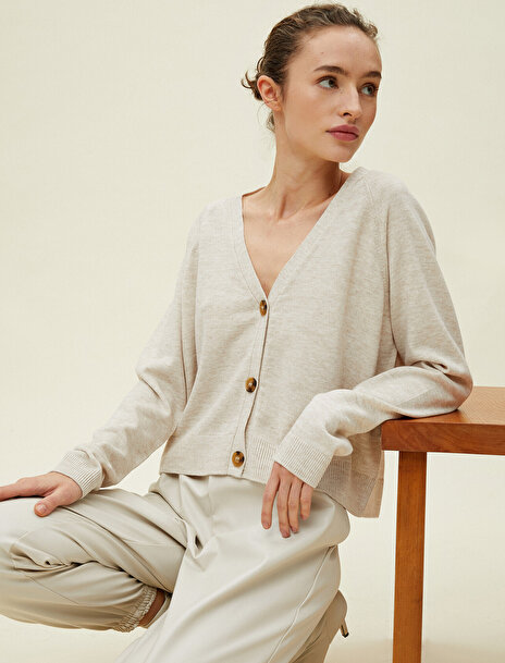 Koton Kadın Düğmeli Crop Hırka