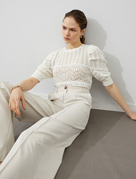 Koton Kadın Bisiklet Yaka Kazak 3/4 Kol Pamuklu