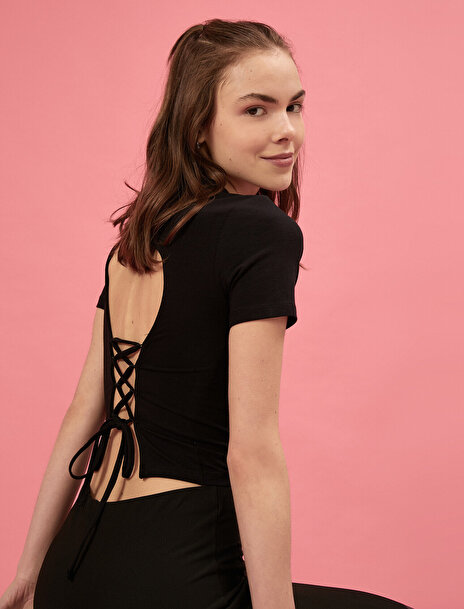 Koton Ole Genç Kız Sırt Detaylı Tişört Pamuklu