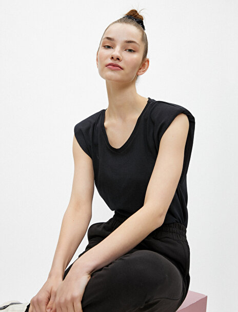 Koton Ole Genç Kız Vatkalı Tişört Kolsuz V Yaka Pamuklu