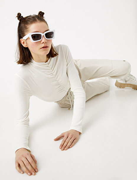 Koton Kadın Uzun Kollu Büzgülü Tişört