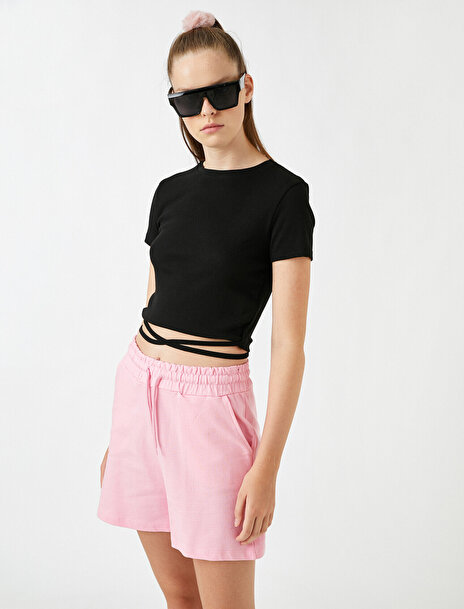 Koton Ole Genç Kız Beli İpli Crop Tişört Kısa Kollu Koton Ole Genç Kız Beli İpli Crop Tişört Kısa Kollu