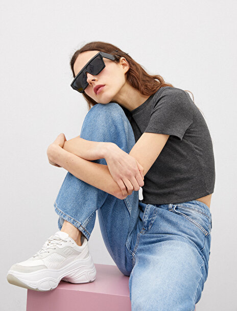 Koton Ole Genç Kız Bisiklet Yaka Kısa Kollu Slim Crop Tişört Koton Ole Genç Kız Bisiklet Yaka Kısa Kollu Slim Crop Tişört