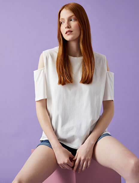 Koton Ole Genç Kız Omuz Detaylı Tişört Pamuklu